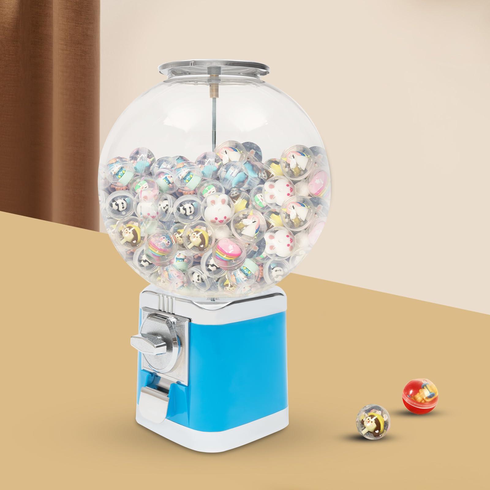 Coin Gumball Machine Toy Vending Machine,11 Inch Mini Vending Machine for Kids,Gumball Bank,Metal Candy Dispenser,Home Vending Machine,Vintage Gum Ball Machine (Sky Blue)