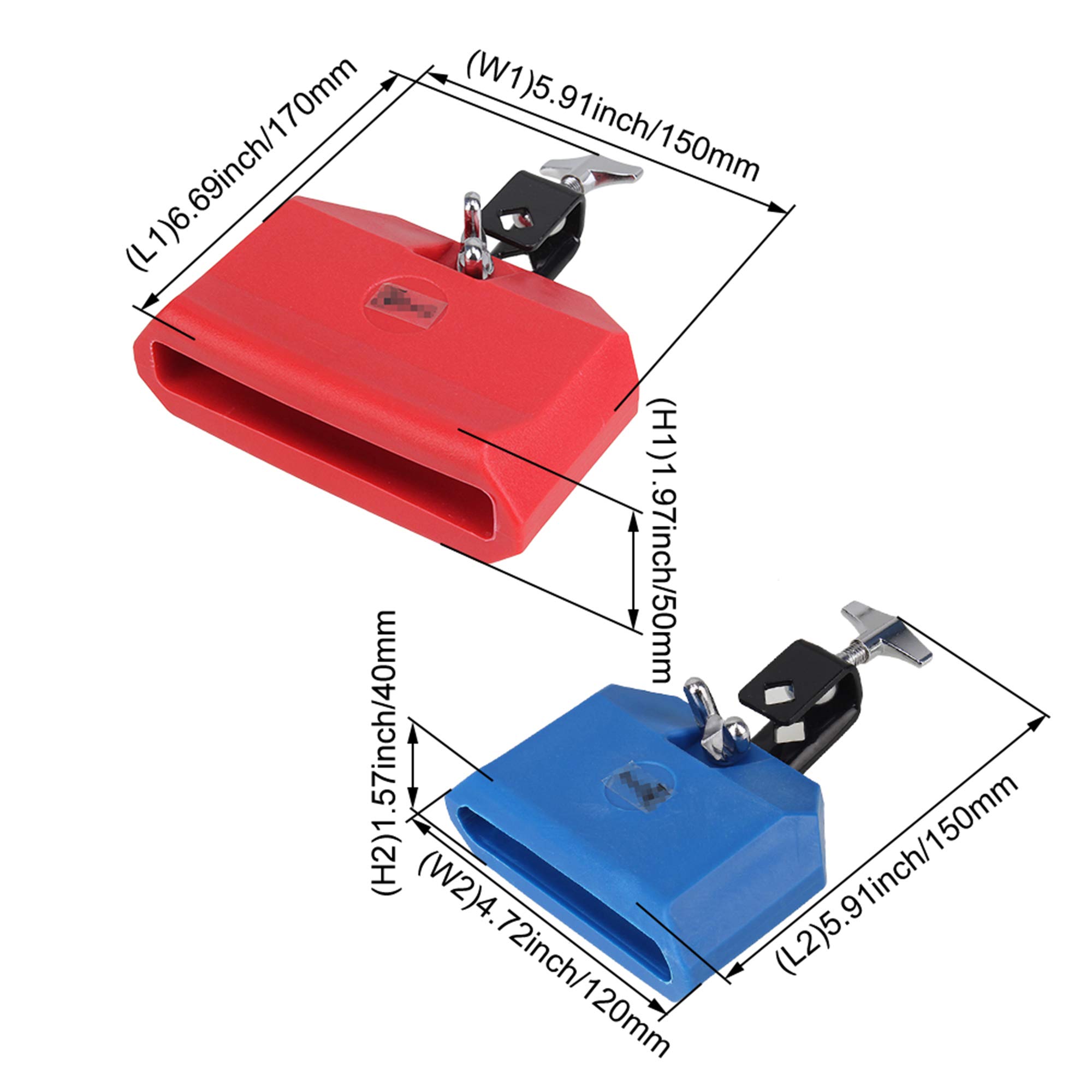 Yibuy 2 Pieces Plastic Percussion Drum Jam Block Musical Instrument Kit Applicable to All Kinds of Scrubbing Racks and Through Drum Supports