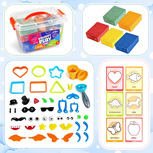 Modeling Clay Foam Beads Play Kit, 5 Blocks of Sensory Toys for Kids Fine Motor Skills Toys, Preschool Educational Learning Toy