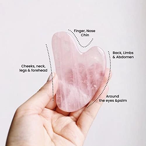 ROSELYNBOUTIQUE Gua Sha Facial Tools Natural Quartz Healing Crystal - Face Massager Guasha Skin Care Tool for Men Women (Rose Quartz)