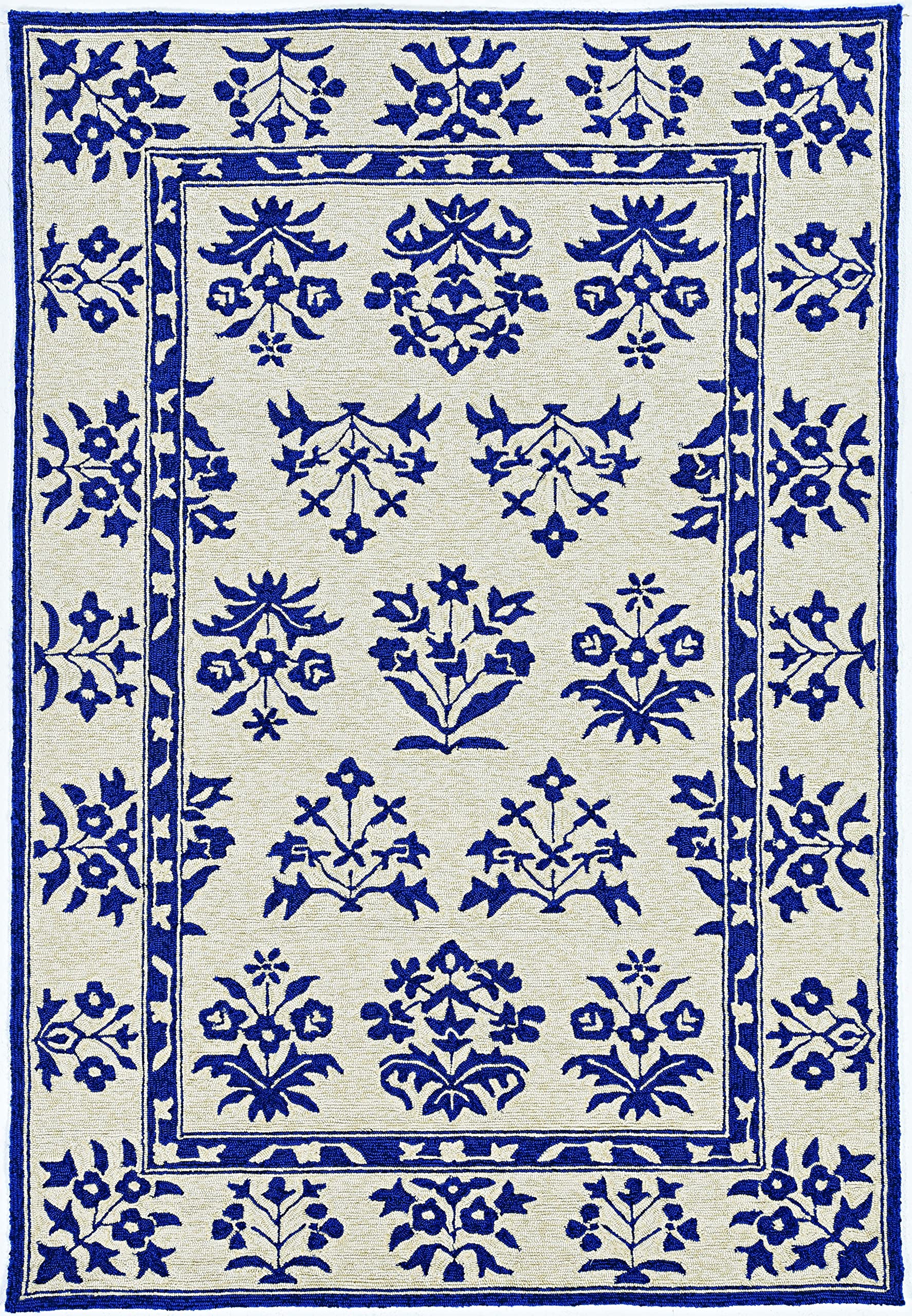 NEW HOME Calypso Shabby Chic Botanical Hand-Made Area Rug - Sand 2' x 3'