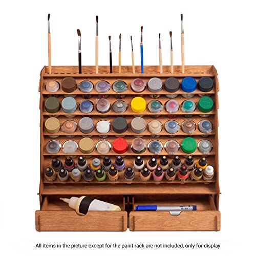 Plydolex Paint Rack Organizer with 65 Holes of 2 Sizes for Miniature Paint Set - Wall-mounted Wooden Craft Paint Storage Rack - Craft Paint Holder Rack 16.3x6.6x12.6 inch