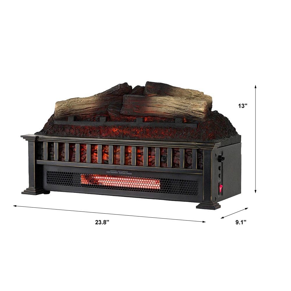 Country Living 23 inch Electric Log Set | 1000 Sq Ft Heater - Faux Logs Insert with Infrared Flames for Existing Fireplaces | Remote Control Included