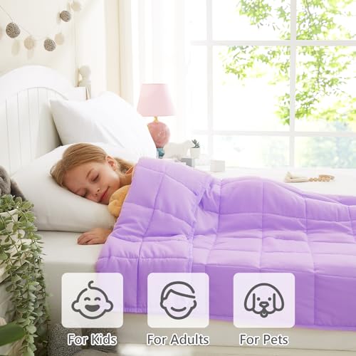 L'AGRATY Weighted Blanket - 40"x60" 7lbs Cooling Breathable Weighted Heavy Blanket Microfiber Material with Glass Beads Small Blanket for All-Season Summer Fall Winter Soft Thick Blanket