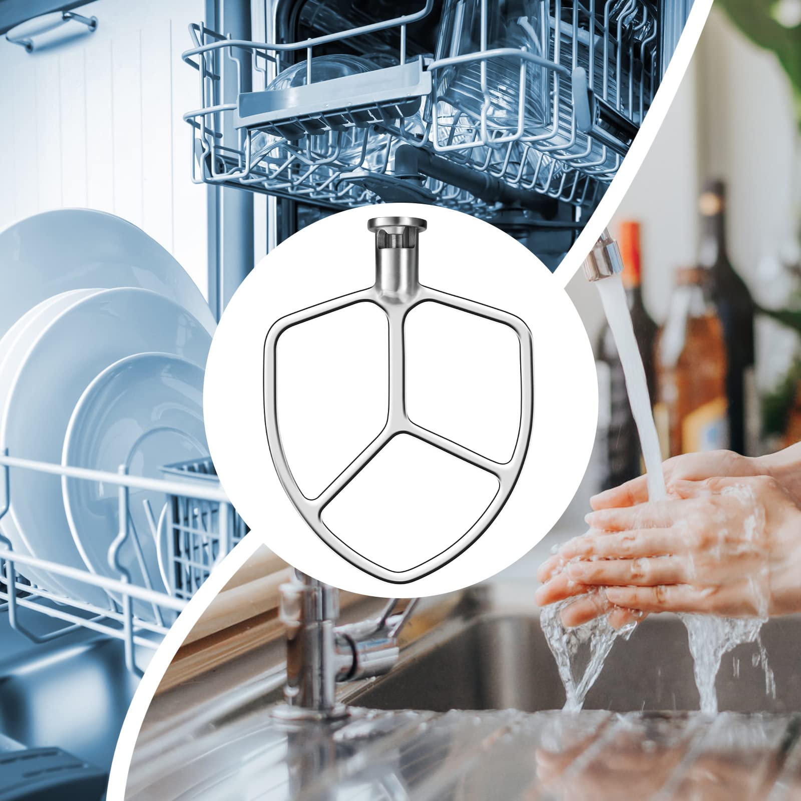 Gdrtwwh Stainless Steel Flat Beater Attachment for KitchenAid 5 & 6-Quart Bowl-Lift Mixer,for Baking - Pastry, Pasta Dough, Mixing Accessory(Dishwasher Safe)
