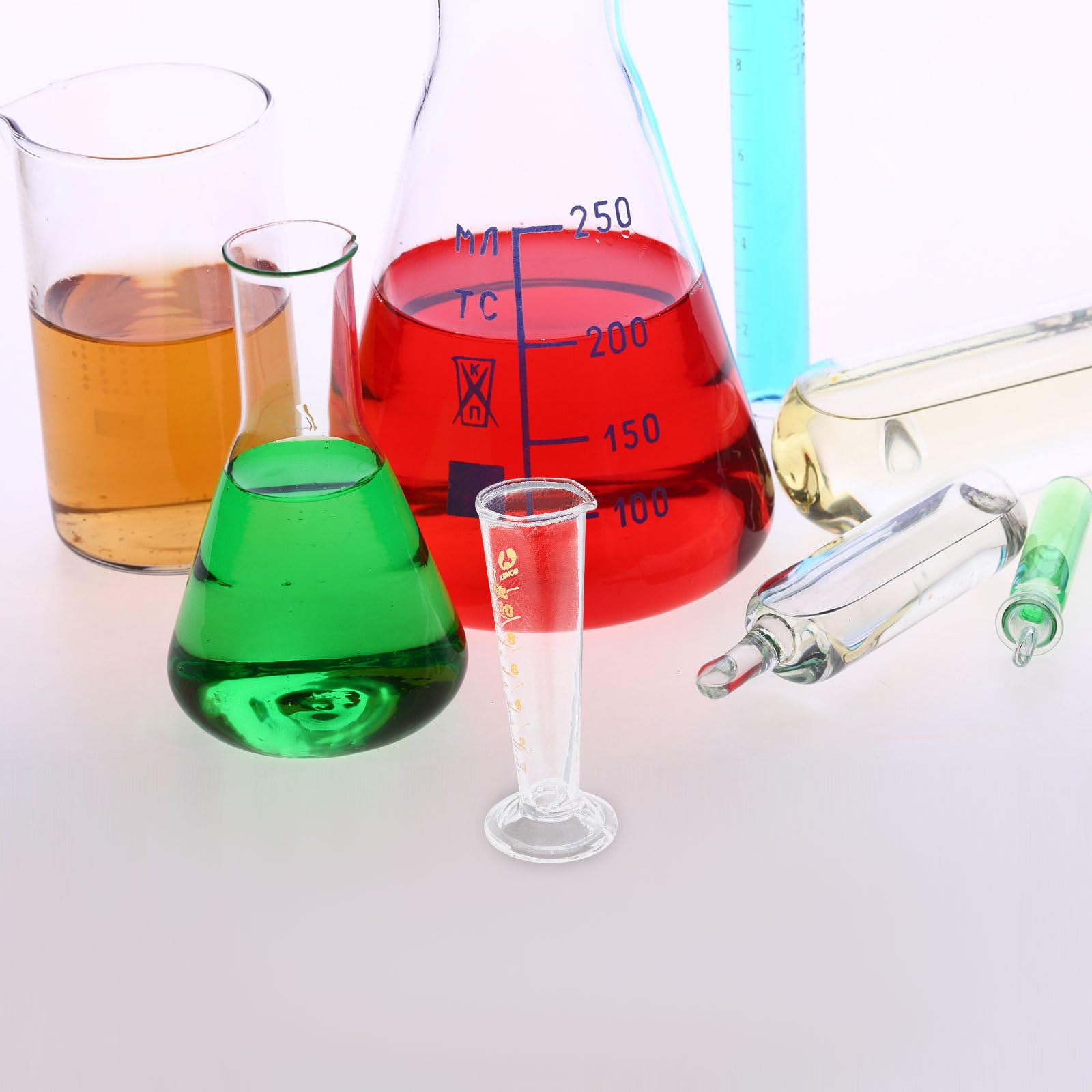 TEHAUX 10ml Lab Graduated Cylinder Glass, liquid Measuring Cup with Spout Wide Mouth, Conical Beaker Thickened Glass Measuring Cylinder for School Science Teaching