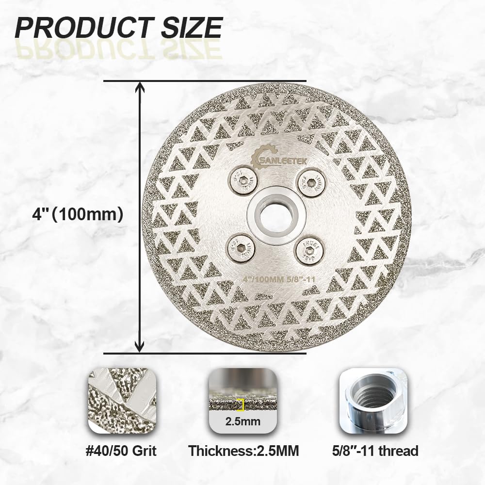 Diamond Cutting Grinding Disc 9"(230mm) - Double Side Coated Electroplated for Granite Marble Ceramic Procelain Tile Quartz 5/8"-11 Thread SANLEETEK