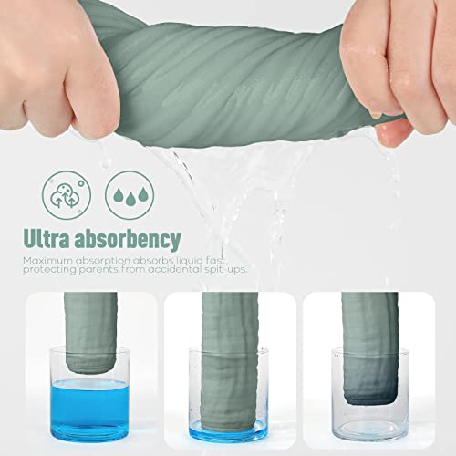 Yoofoss Muslin Burp Cloths 6 Pack Baby Washcloths Large 20''X10'' 100% Cotton 6 Layers Super Soft and Absorbent - Dark Green