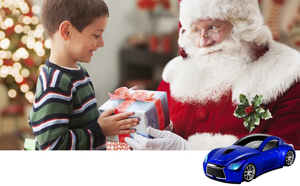 Sport Car Shape Mouse 2.4GHz Wireless Optical Gaming Mice 3 Buttons DPI 1600 Mouse for PC Laptop Computer (Blue)