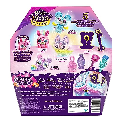 Magic Mixies Mixlings Magical Rainbow Deluxe Pack Contains 5 Exclusive Mixlings with A Unique Rainbow Magical Power Including 1 Mystery Mixling to Reveal from Its Cauldron