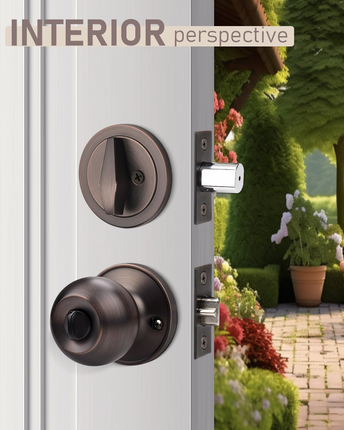 Exterior Deadbolt and Door Knob Set, Oil Rubbed Bronze Entry Door Locksets with Single Cylinder Deadbolt, 3 Pack Keyed Alike Door Lockset with Over 250000 Cycles