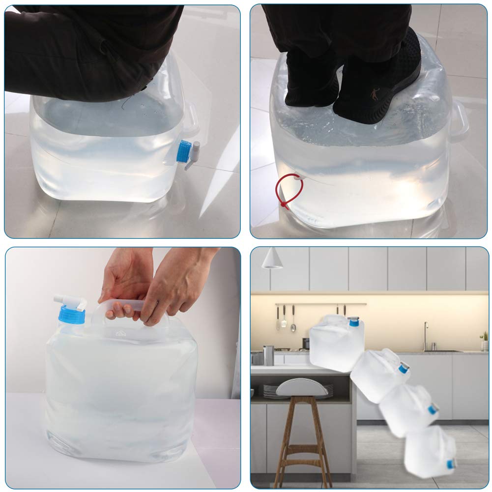 Collapsible Water Storage Container - 5 Gallon Camping Water Container Portable Folding Water Cube Emergency Water Storage BPA Free, 8 Pack