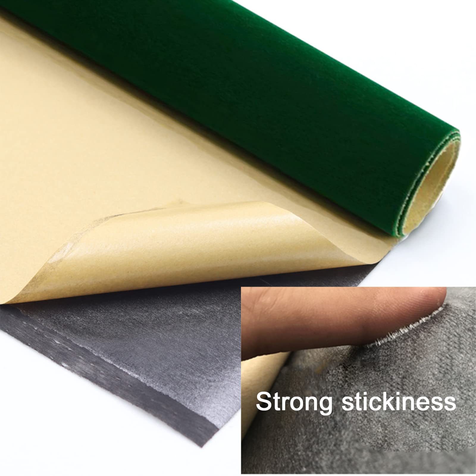 Cokosing Self Adhesive Felt Fabric, Soft Velvet Drawer Liner, DIY Velvet Fabric for Art & Crafts, Jewelry Box Felt Liner(17"*55"Green-2Pcs)