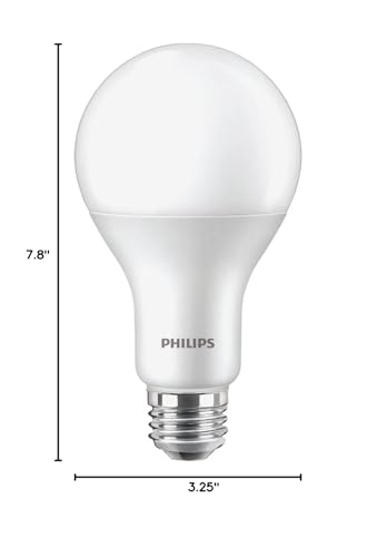 Philips LED Frosted Flicker-Free A21 Light Bulb, Dimmable Warm Glow Effect, EyeComfort Technology, 2610 Lumen, 2700-2200K, 29W=150W, E26 Base, Pack of 1