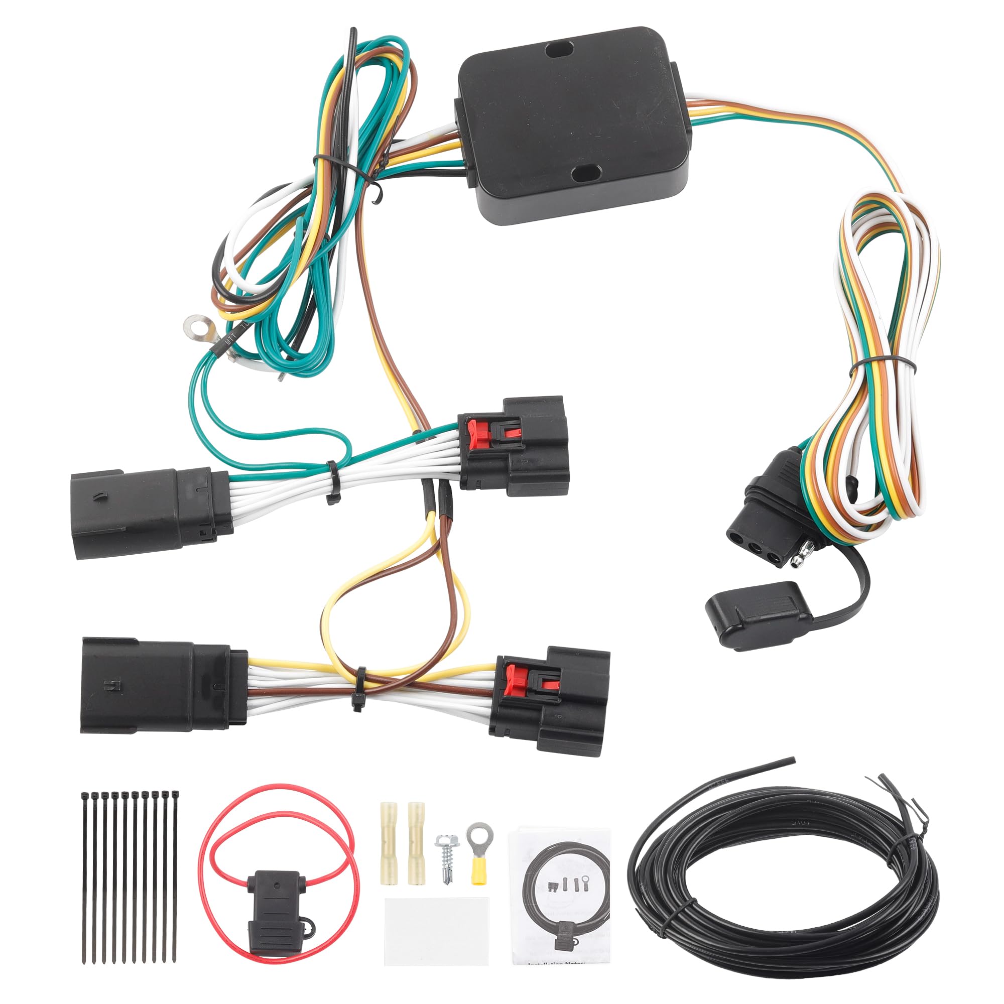 Dasbecan 56407 4-Pin Trailer Wiring Harness Compatible with Jeep Wrangler JL 2018-2024 Gladiator GT 2020-2024 4 Way Towing Hitch Wiring for Trailer Light Connect