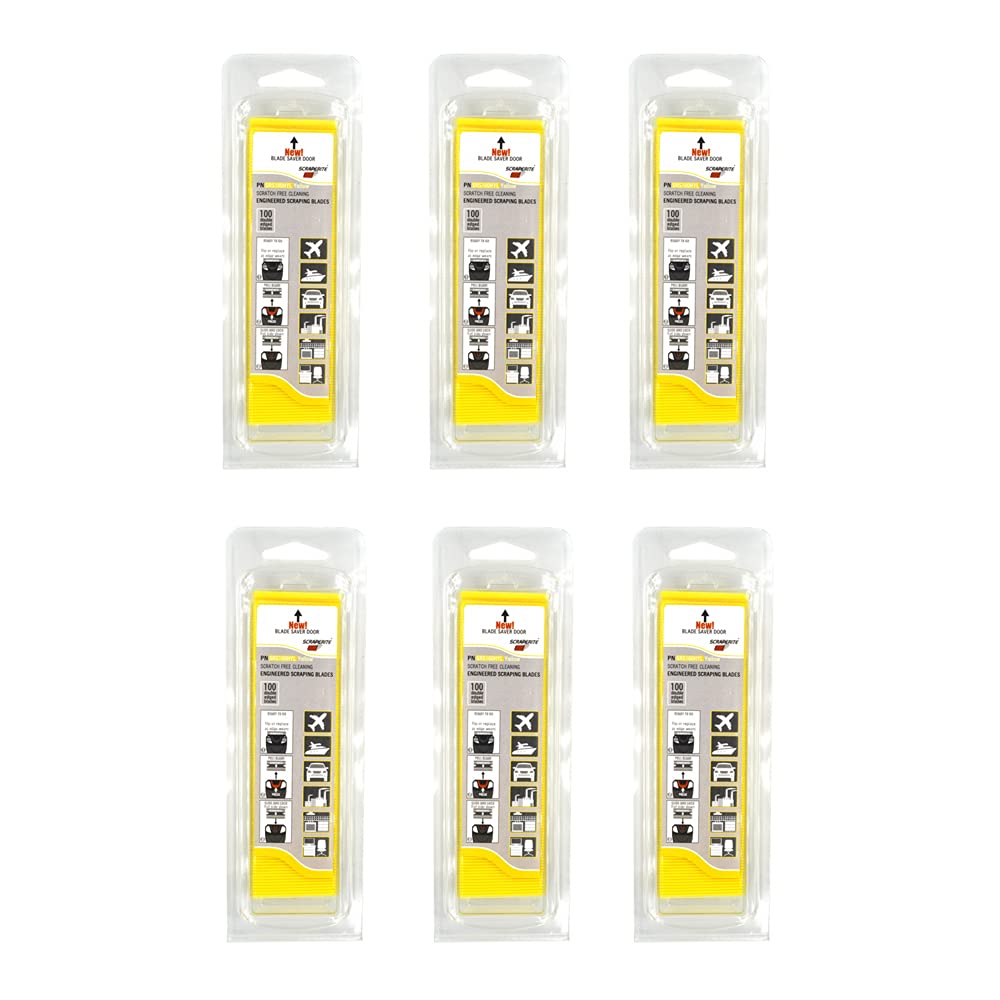 ScrapeRite TRADESMAN SERIES Plastic Razor Blades - 2 Sides Per Blade - 100 Packs - Authentic ScrapeRite Brand (600pk, Yellow)