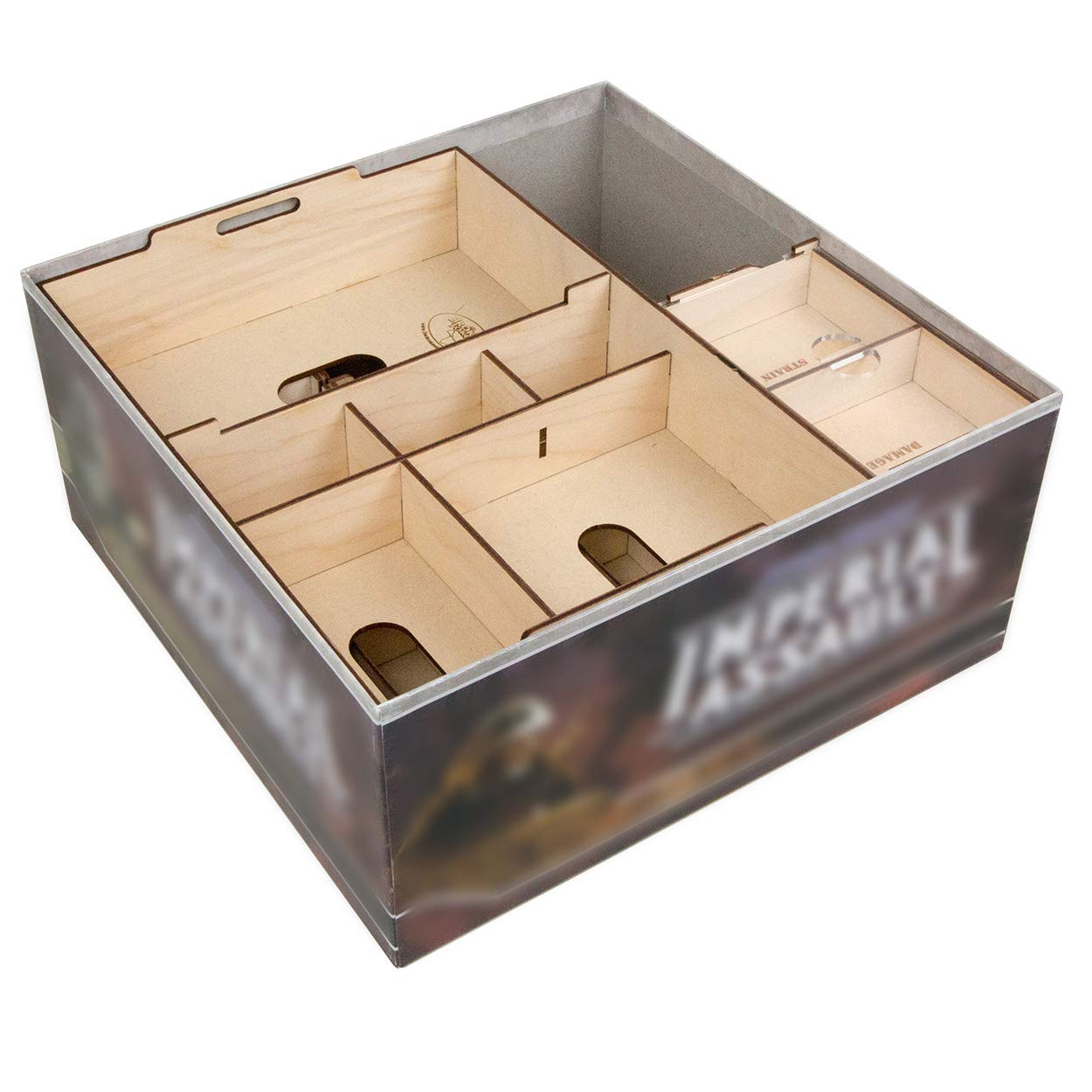 The Broken Token Board Game Organizer - Imperial Assault Compatible Wood Storage Box with Multiple Trays and Dividers