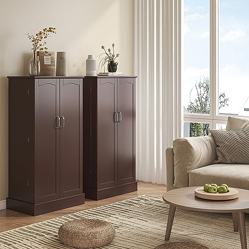 Jehiatek 47” Kitchen Pantry Cabinet, Freestanding Kitchen Storage Cabinets with Doors & Adjustable Shelves, Buffet Cupboards Sideboard for Kitchen, Living Room and Dinning Room