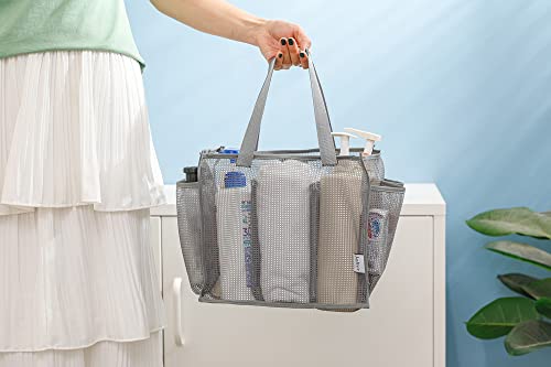 Jelier Mesh Shower Caddy Tote Basket,Hanging Portable Toiletry Bag for Bathroom Accessories (blue)