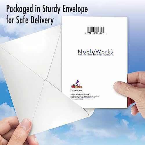 NobleWorks - 1 Cute Birthday Card with Envelope - Funny Wild Animals and Pets, Birthday Greeting - Sloth Hiking C7234BEG