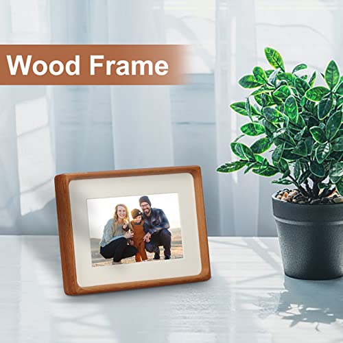 Youncewooder 6x8 Picture Frame, Display 4x6 Picture with Mat, Natural Teak Picture Frame Display Horizontal or Vertical for Tabletop and Wall