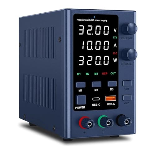 Laboratory Power Supply, Input Voltage110V, 32V 10A, Adjustable DC Power Supply, with Three Sets of Data,Storage with USB and Type-C Fast Charging(EPS3210 32V 10A)
