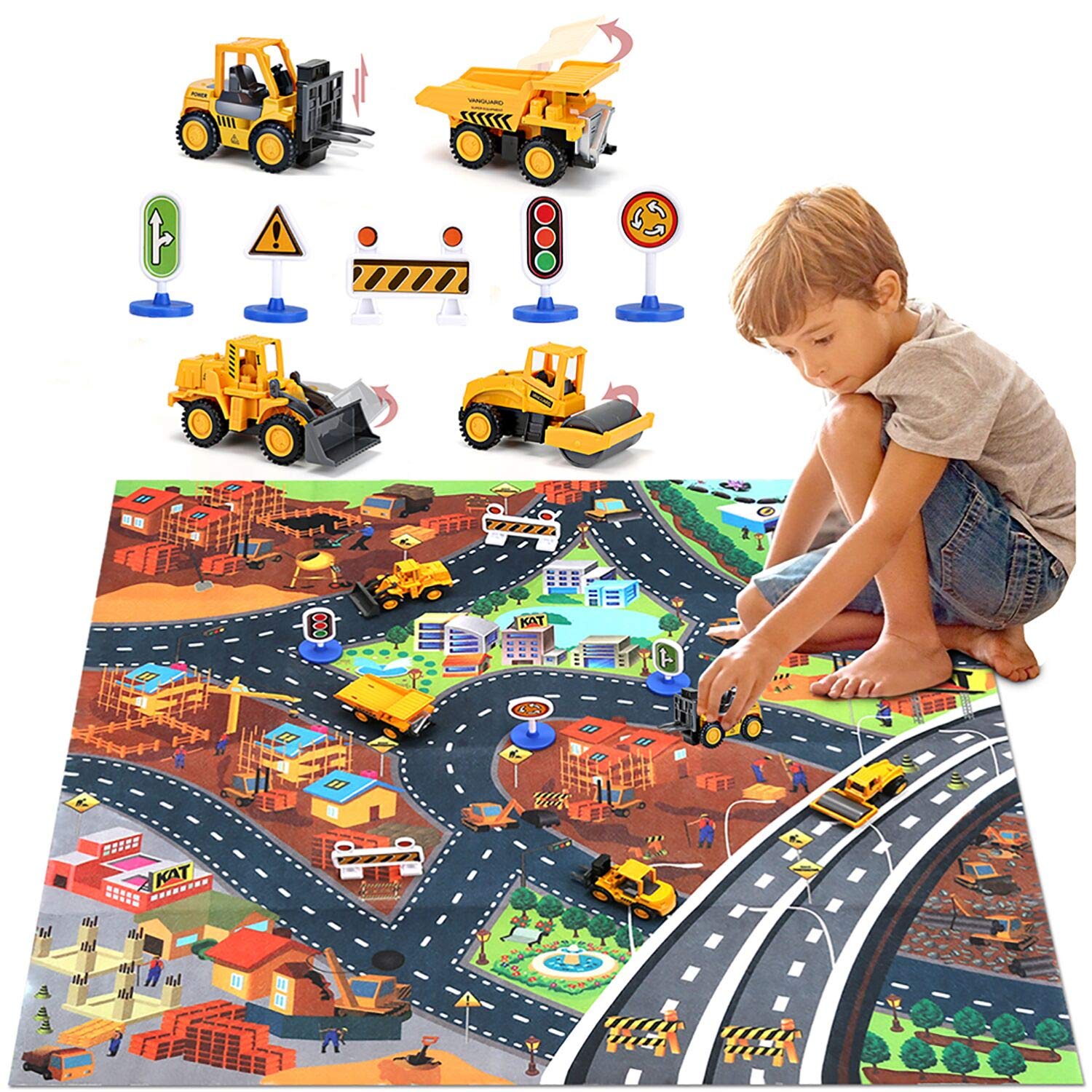 Construction Vehicles Truck Toys with Playmat