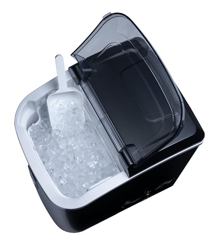 Newair Nugget Countertop Ice Maker Machine | 26 lbs. | Electric Sonic Ice Maker in Matte Black, Self-Cleaning Function, Refillable Water Tank, Perfect Canes Ice for Kitchens, Offices, Home Coffee Bars