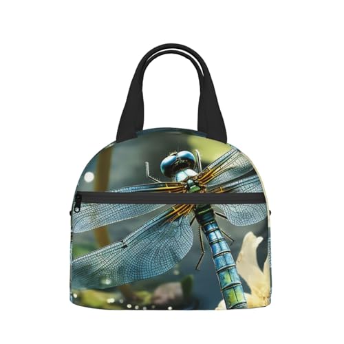 DEHIWI Dargonfly Lunch Bag For Women Men Reusable Insulated Lunch Box Lunch Cooler Tote Bag For Work Picnic Travel