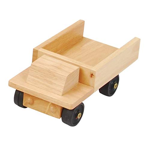 Constructive Playthings Set of 3 Solid Hardwood 9" - 10" L. Trucks with 2" Non-Marring Rubber Wheels and Steal Axels for Ages 3 Years and Up