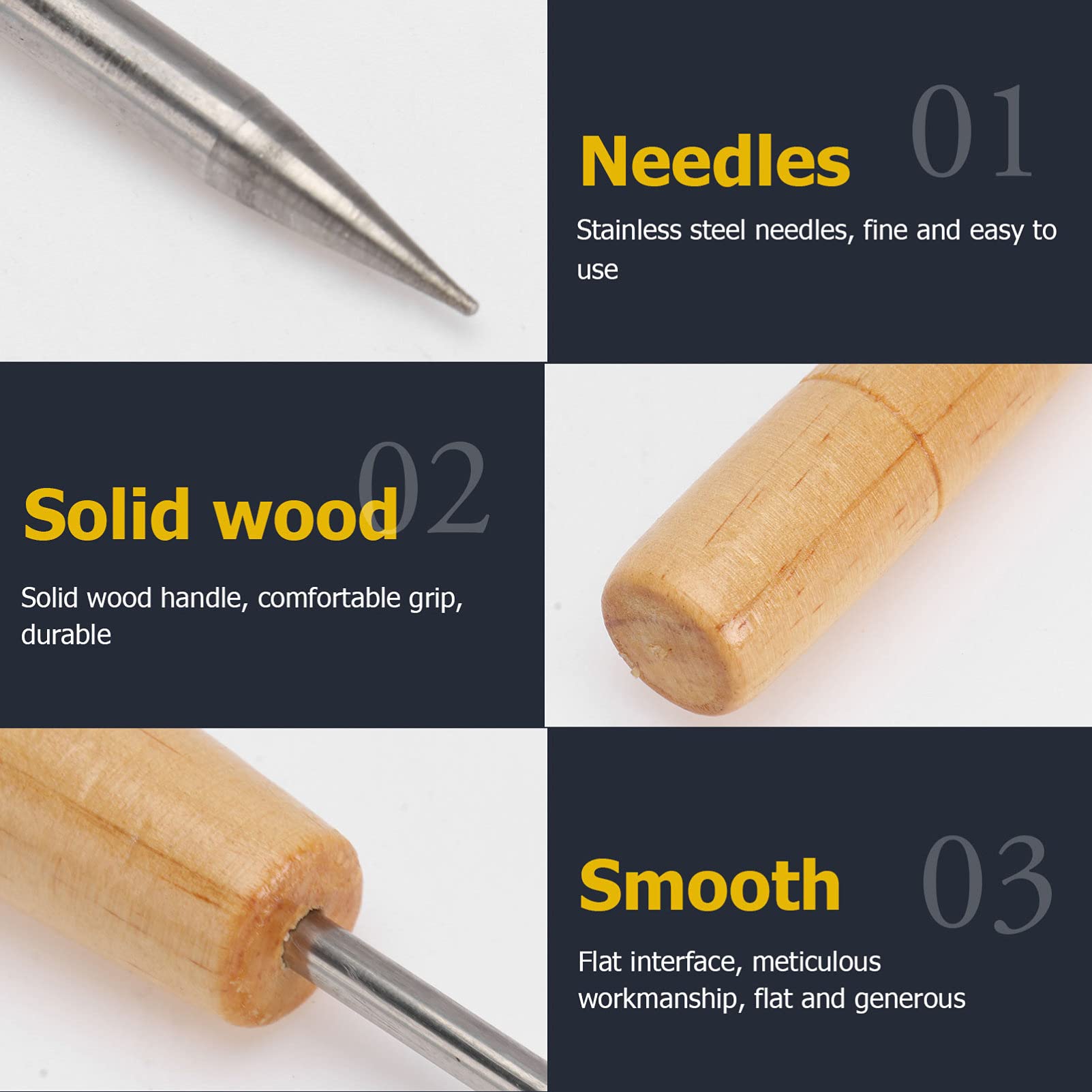 Hemoton 2pcs Stainless Steel Wooden Handle Picks for Kitchen Bars Bartender Picnics Camping Tea Accessories Ice Cube Breaking Prying Cake Brick Tea Cone