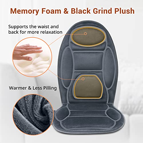 Seat Massager Massage Chair Pad with Heat, 8 Vibration Massage Nodes & 4 Massage Modes for Home Office Chair or Home Couch to Relieve Stress Fatigue for Back Shoulder and Thighs(Gray)
