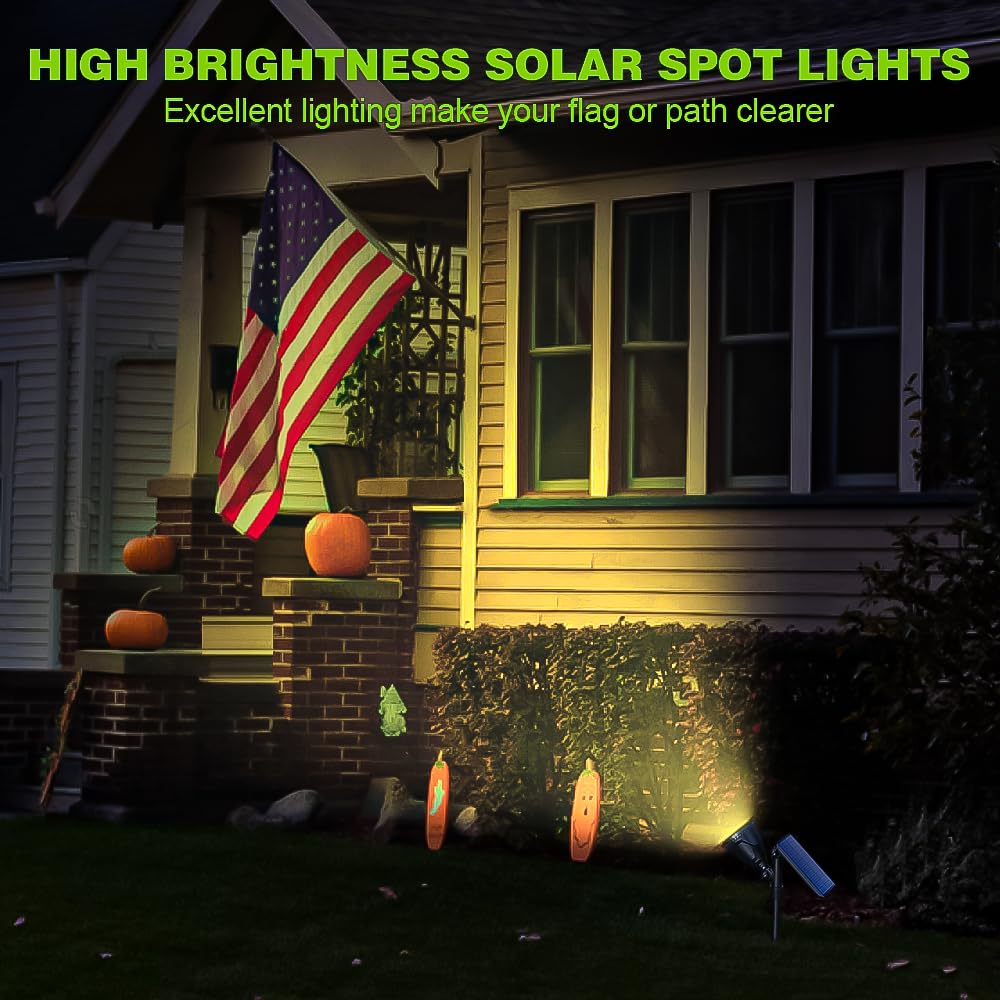 DBF Solar Outdoor Lights Upgraded, 18 LED Waterproof Solar Landscape Lights Solar Spotlight Wall Light Auto On/Off Landscape Lighting for Garden Yard Pathway Pool Area, Pack of 4 (Warm White)