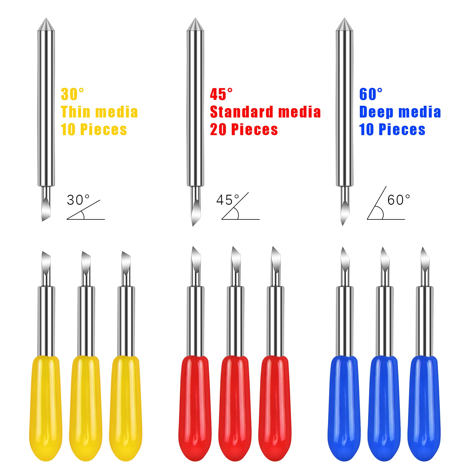 Dreamtop 40 Pcs Vinyl Cutter Blades 30/45/60 Degree Roland Blades Plotter Blades Cutting Blades Replacement Blades for Cricut Explore Air/Air 2