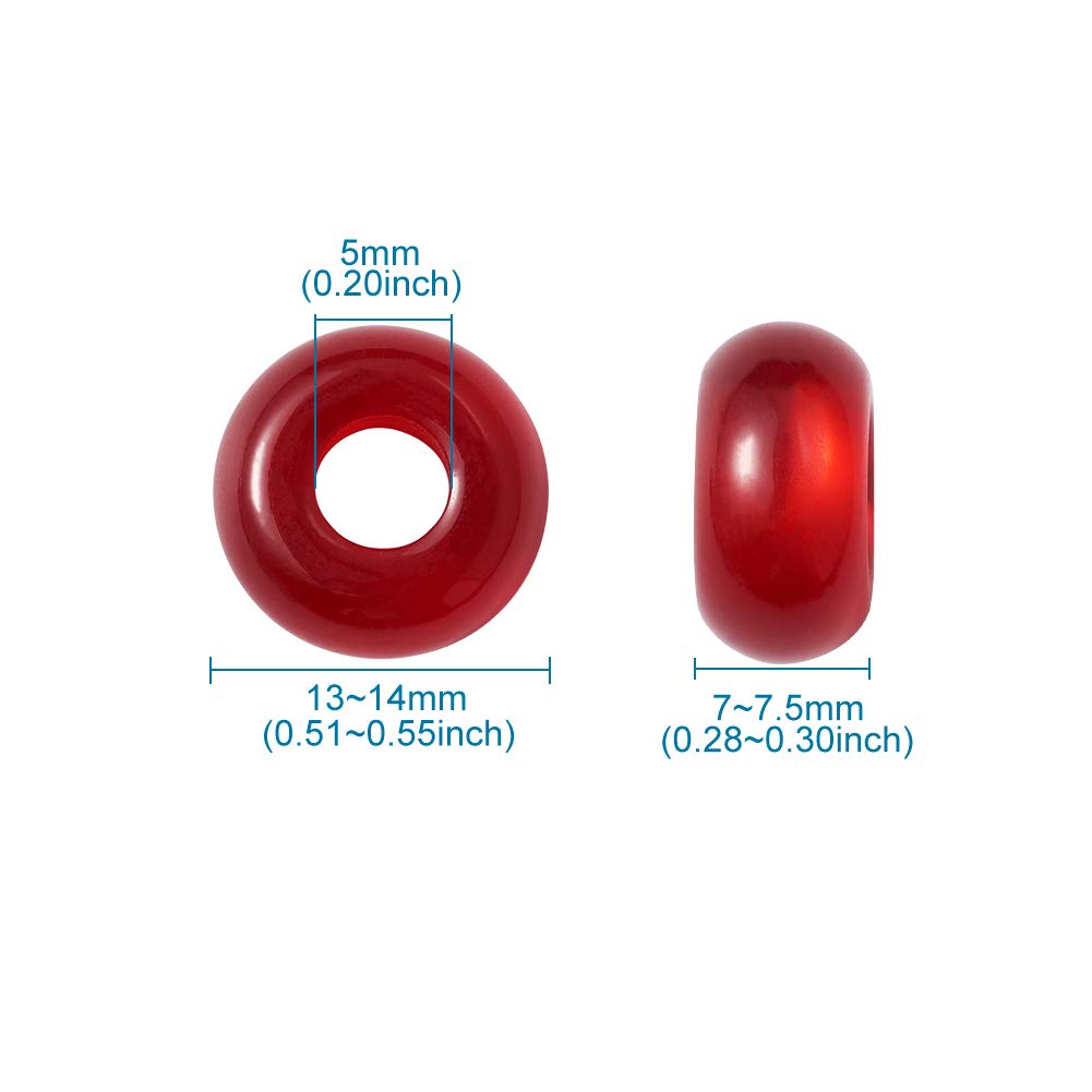 Craftdady 100pcs Large Hole Resin European Spacer Beads 13-14x7-7.5mm Imitation Cat Eye Mixed Colors Slider Charm Beads for Jewelry Making Hole: 5mm