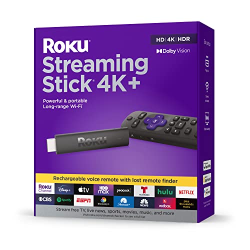 Roku Streaming Stick 4K+ Streaming Device 4K/HDR/D. Vision with Roku Voice Remote Pro (Renewed)