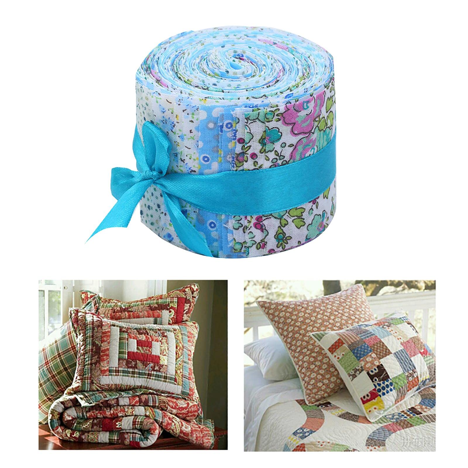 Colcolo 20Pcs 2.4 inch Jelly Fabric Roll Floral Printed Precut Craft for Scrapbooking, Blue
