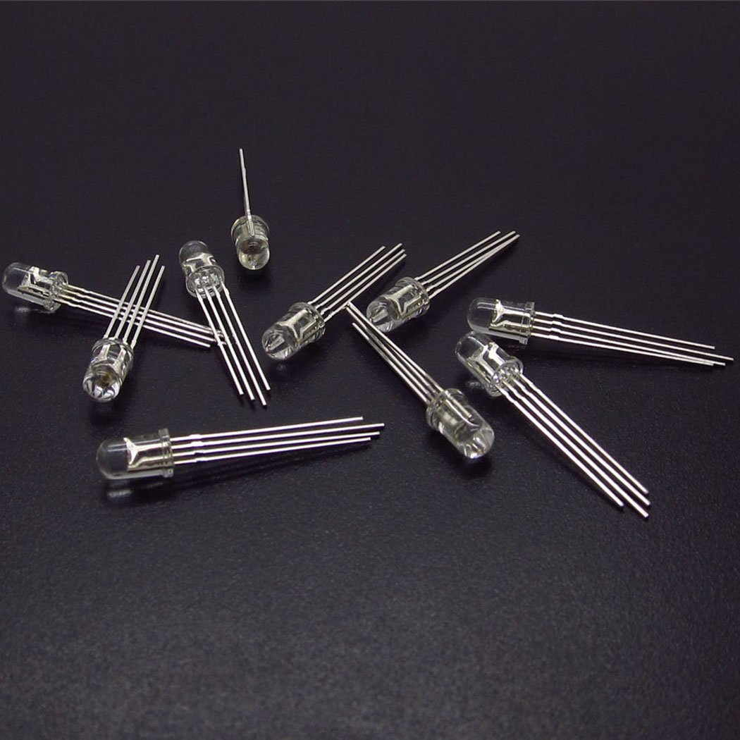 Newzoll 50 pcs 5mm 4 pin RGB Multicolor LED Common Cathode LED for Arduino DIY