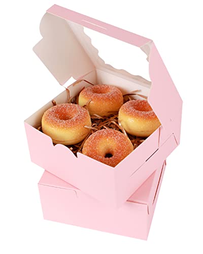 Pink Cookie Boxes with Window 36packs 6x6x3 Pink Bakery Box Pastry Box for Wedding Favor Birthday & Party qiqee