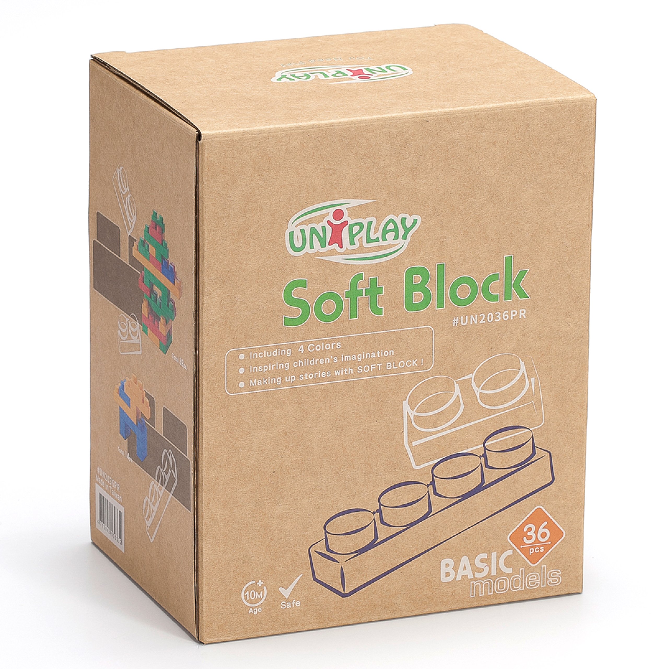 UNiPLAY Basic Soft Building Blocks β Cognitive Development Toy, Educational Blocks, Interactive Sensory Chew Toy for Ages 3 Months and Up (36-Piece Set)