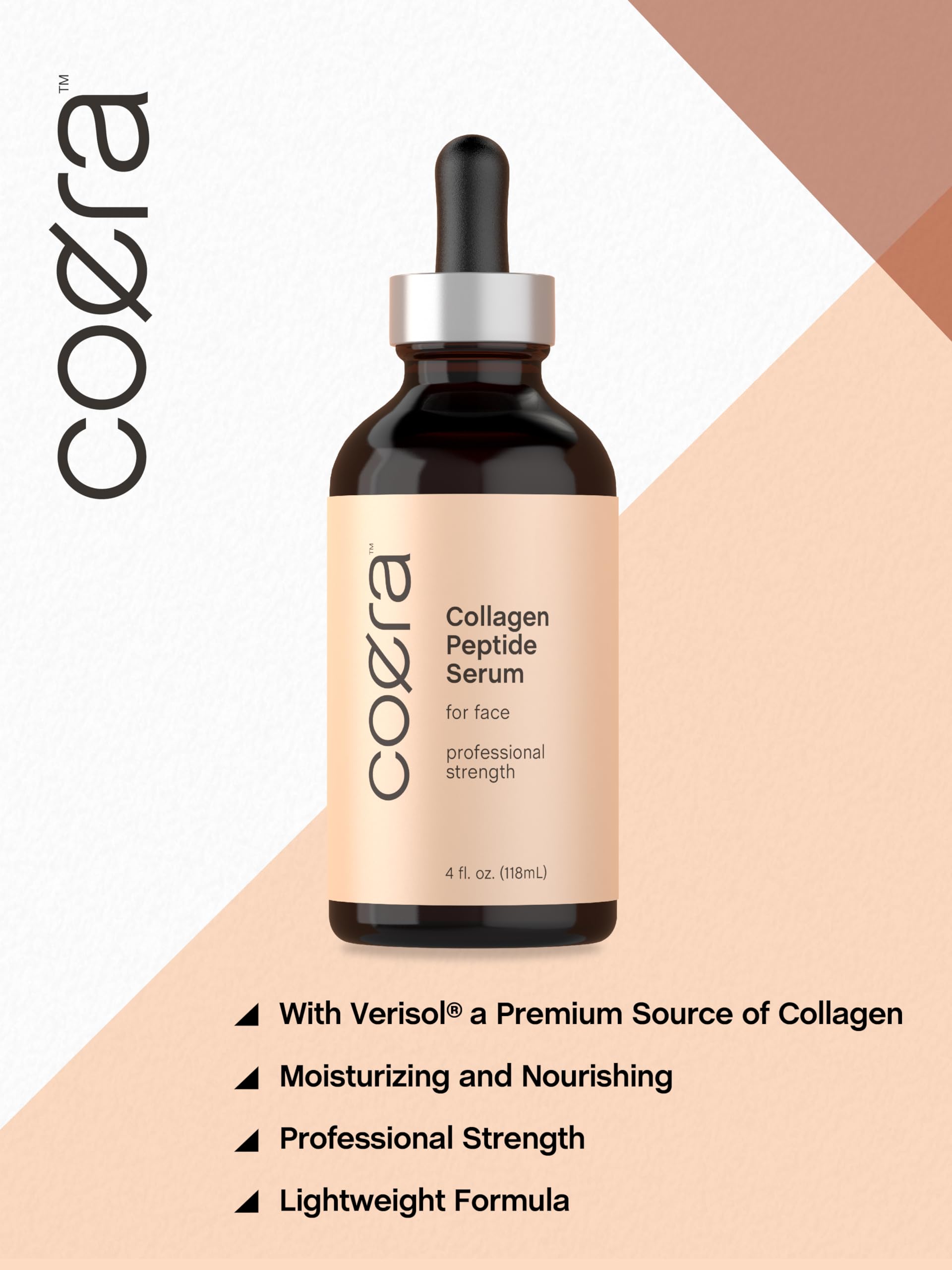 Coera Collagen Serum for Face | 4 fl oz | with Collagen Boosting Peptides | Professional Strength Formula | Free of Parabens, SLS, & Fragrances | Packaging May Vary