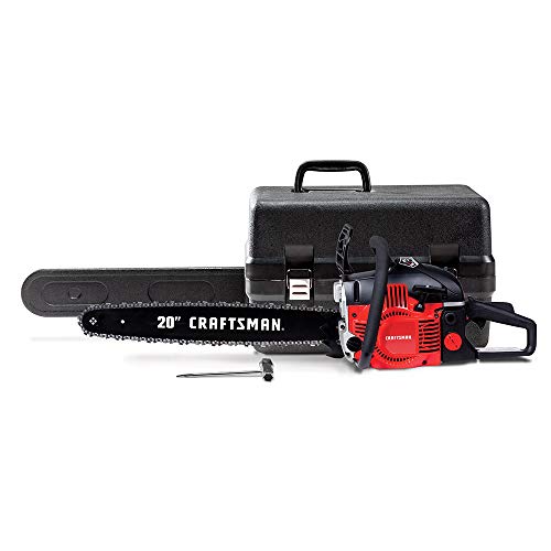Craftsman CMXGSAMY426S 46cc 2-Cycle Full Crank 20-Inch Gas Powered Chainsaw with Carrying Case, Liberty Red