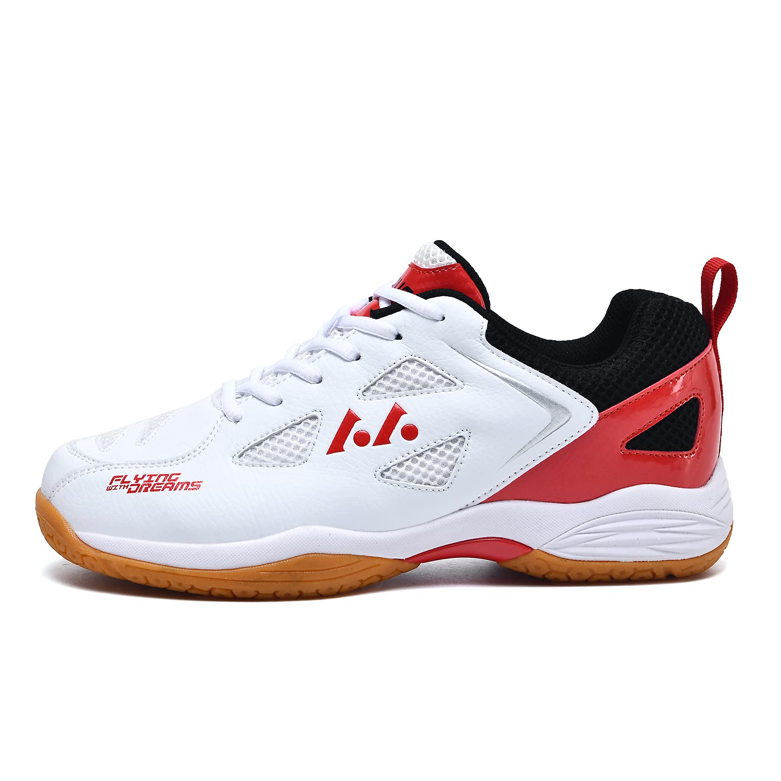 Condromly Women's Light 22 Lightweight Cushioning Pickleball Court Shoes (White/Red, 7)