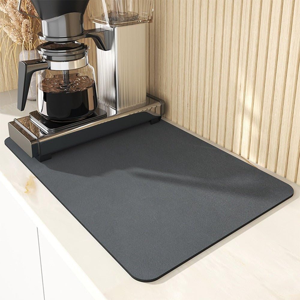 Coffe Mat/Dish Drying Mat/Espresso Machine Mat, Super Absorbent,Quick Dry,Hide Stain,Non Slip,for Coffee Maker,Coffee Machine,Kitchen Counter,Coffee Counter,Coffee Bar,Coffee Pot (Dark Gray, 12"x19")