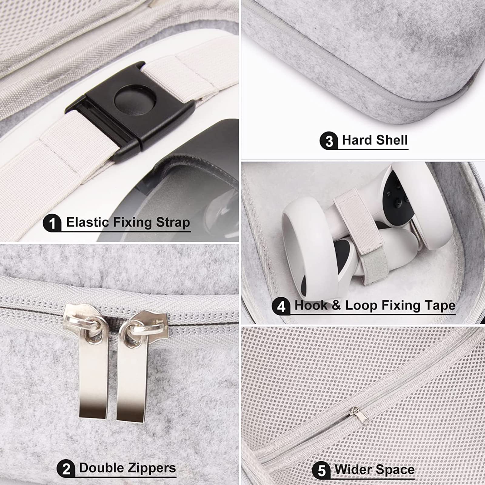 Hard Carrying Case for Meta/Oculus Quest 2 Hard Bag Travel Case for Meta/Oculus Quest 2 Accessories with Elite Strap and Touch Controllers Other VR Headset Accessories