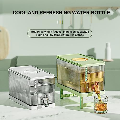 Large Capacity Summer Household Thickened,Frigerator Cold Kettle,Environmental & Reusable Cold Water Bottle With Faucet Fruit Teapot Lemonade Bucket (Green)