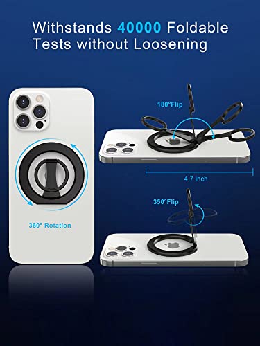 Magnetic Phone Ring Holder with MagSafe, SUPERONE [Aluminum Alloy] 2-in-1 Magnetic Phone Grip with Adjustable Stand, Compatible with iPhone 14/13/12, Pro, Pro Max, Mini, Black