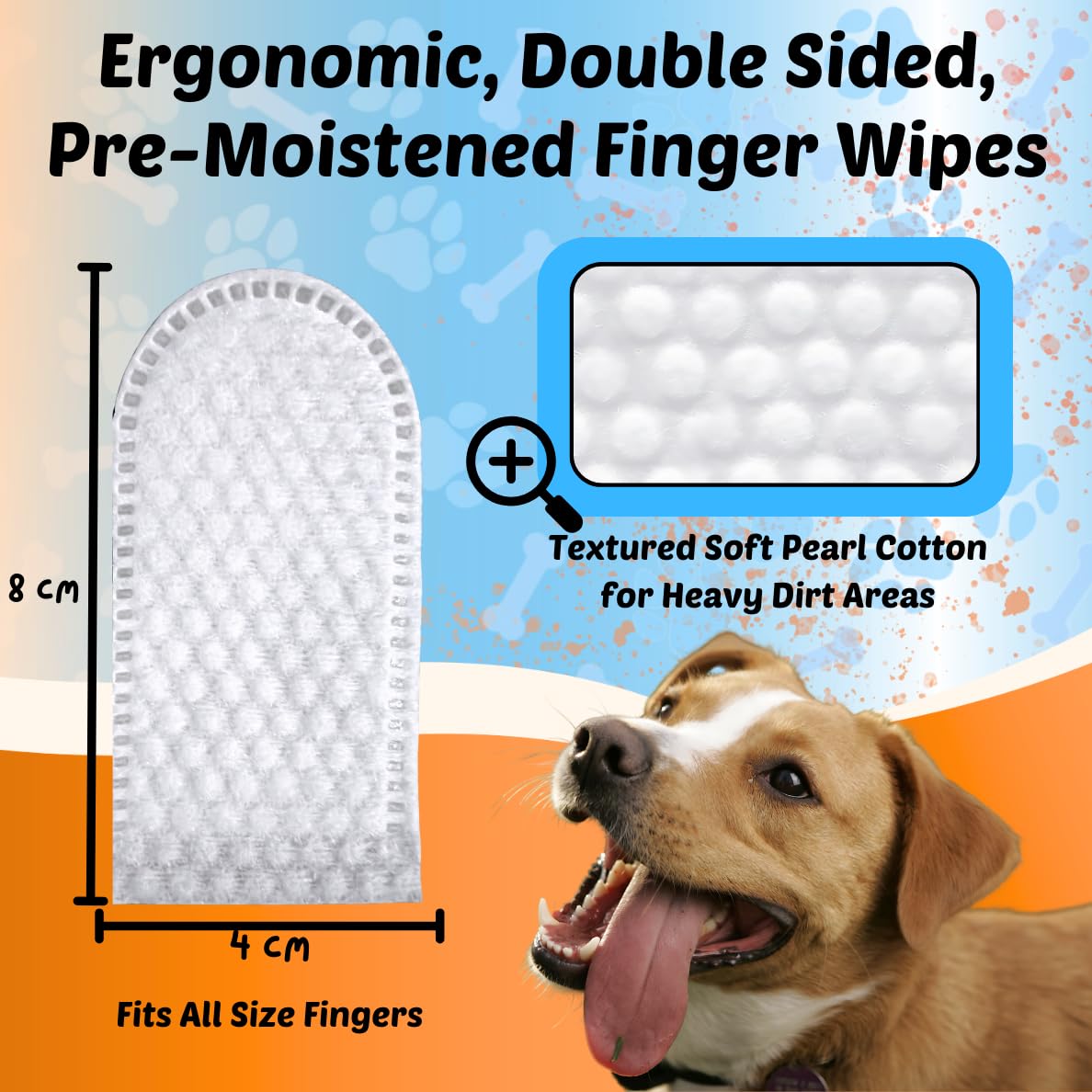 Multi-Purpose All-Natural Pet Finger Wipes, Organic, Safe, Non-Toxic Formulated Pre-Moistened Wipes. Remove Plaque & Whiten Teeth, Clear Ear Wax/Dirt Buildup, Soothe Dry Skin Folds, Remove Tear Stains