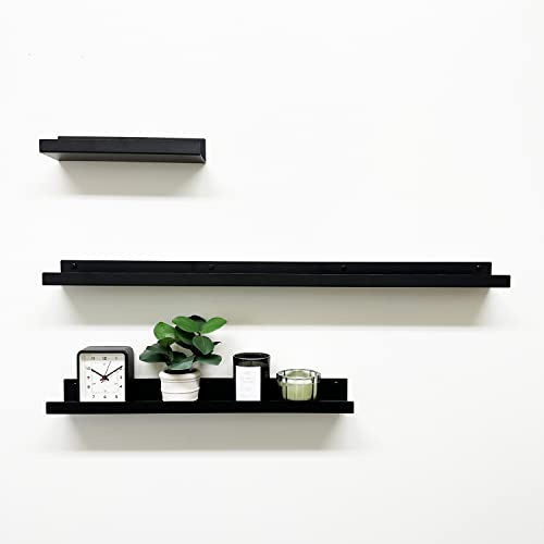 Mitus Floating Shelf Wall Mounted - Modern Industrial Metal Channel Ledge Black, 24 inch