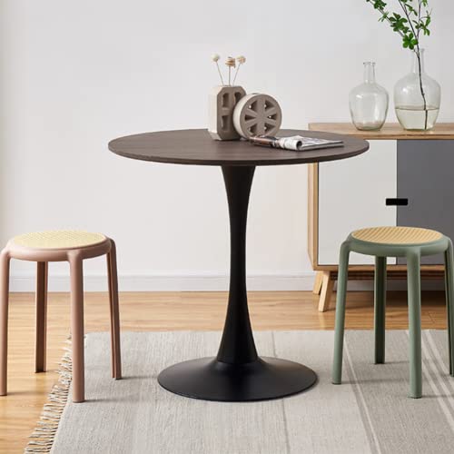 Modern Round Dining Table with Faux Marble Top for Kitchen Bar Patio Drop Leaf Table with Metal Base for Dining Room